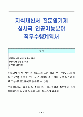 지식재산처 전문임기제 심사국 인공지능분야 직무수행계획서-1페이지