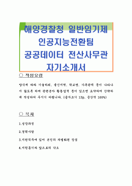 해양경찰청 일반임기제 인공지능전환팀 공공데이터 전산사무관 자기소개서-1페이지