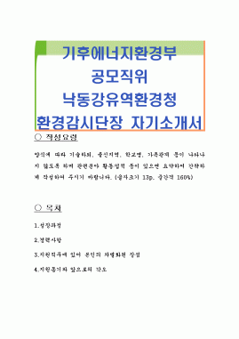 기후에너지환경부 공모직위 낙동강유역환경청 환경감시단장 자기소개서-1페이지