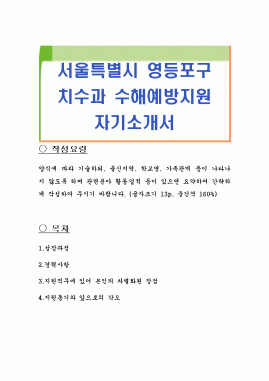 서울특별시 영등포구 치수과 수해예방지원 자기소개서-1페이지