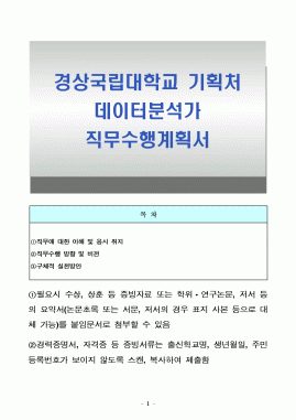 경상국립대학교 기획처 데이터분석가 직무수행계획서-1페이지