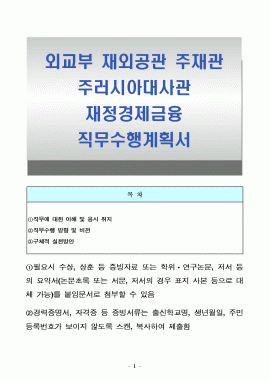 외교부 재외공관 주재관 주러시아대사관 재정경제금융 직무수행계획서-1페이지