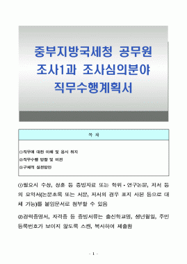 중부지방국세청 공무원 조사1과 조사심의분야 직무수행계획서-1페이지