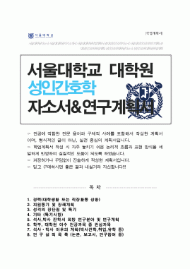 서울대학교 대학원 간호학과 성인간호학 전공 자기소개서 수학계획서-1페이지