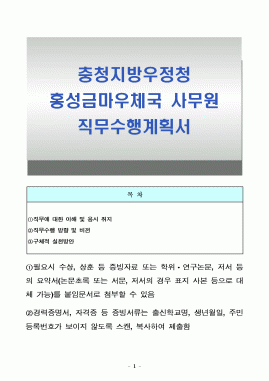 충청지방우정청 홍성금마우체국 사무원 직무수행계획서-1페이지