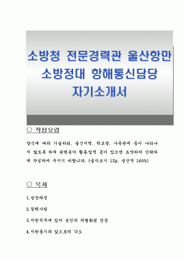 소방청 전문경력관 울산항만 소방정대 항해통신담당 자기소개서-1페이지