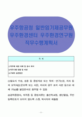 우주항공청 일반임기제공무원 우주환경센터 우주환경연구원 직무수행계획서-1페이지