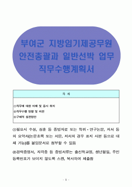 부여군 지방임기제공무원 안전총괄과 일반선박 업무 직무수행계획서-1페이지