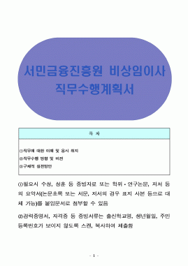 서민금융진흥원 비상임이사 직무수행계획서-1페이지