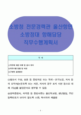 소방청 전문경력관 울산항만 소방정대 항해담당 직무수행계획서-1페이지