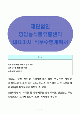 재단법인 영암농식품유통센터 대표이사 직무수행계획서-1페이지