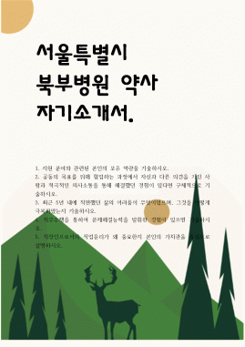 서울특별시 북부병원 약사 자기소개서-1페이지