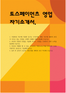 토스페이먼츠 영업 자기소개서-1페이지