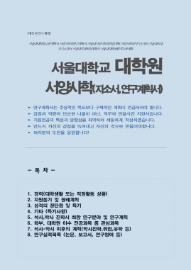 서울대학교 대학원 서양사학과 자기소개서 및 연구계획서-1페이지