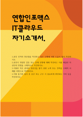 연합인포맥스 IT클라우드 자기소개서-1페이지