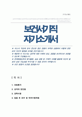 보건서기 보건행정직 자기소개서(직무수행계획서)-1페이지
