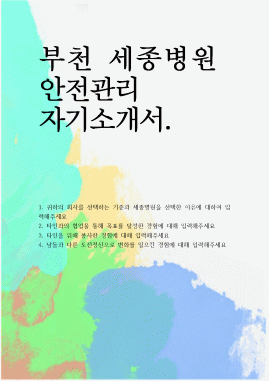 부천 세종병원 안전관리 자기소개서-1페이지
