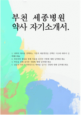 부천 세종병원 약사 자기소개서-1페이지