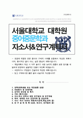 서울대학교 대학원 중어중문학과 자기소개서 수학계획서-1페이지