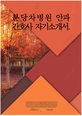 분당차병원 안과 간호사 자기소개서-1페이지