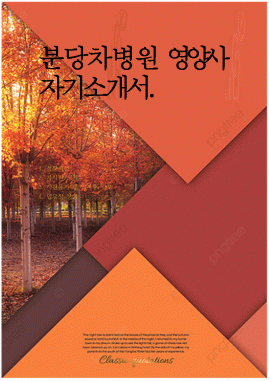 분당차병원 영양사 자기소개서-1페이지