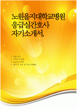 노원을지대학교병원 응급실간호사 자기소개서-1페이지