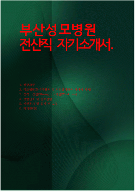 부산성모병원 전산직 자기소개서-1페이지