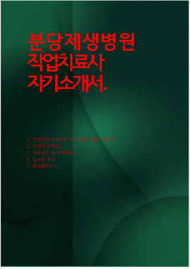 분당제생병원 작업치료사 자기소개서-1페이지