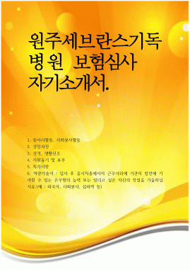 원주세브란스기독병원 보험심사 자기소개서-1페이지