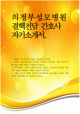 의정부성모병원 결핵전담 간호사 자기소개서-1페이지