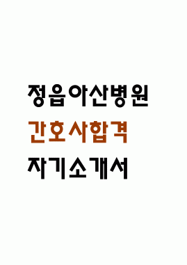 [정읍아산병원 간호사 자소서] 정읍아산병원 간호사 최종합!격! 자기소개서-1페이지