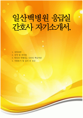 일산백병원 응급실 간호사 자기소개서-1페이지