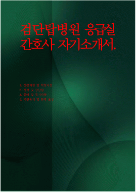검단탑병원 응급실 간호사 자기소개서-1페이지