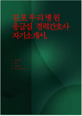 김포우리병원 응급실 경력간호사 자기소개서-1페이지