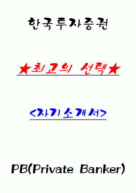 한국투자증권 PB(Private Banker) 자기소개서-1페이지