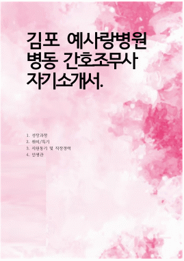 김포 예사랑병원 병동 간호조무사 자기소개서-1페이지