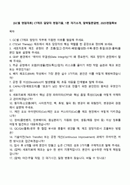 [GC셀 면접자료] CT제조 담당자 면접기출, 1분 자기소개, 압박질문답변, 2025면접족보-1페이지