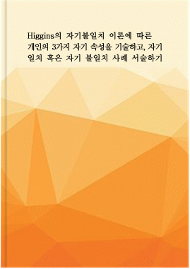 Higgins의 자기불일치 이론에 따른 개인의 3가지 자기 속성을 기술하고, 자기 일치 혹은 자기 불일치 사례 서술하기-1페이지