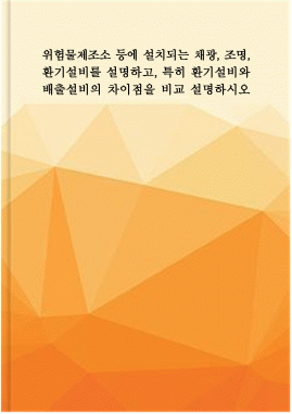위험물제조소 등에 설치되는 채광, 조명, 환기설비를 설명하고, 특히 환기설비와 배출설비의 차이점을 비교 설명하시오-1페이지