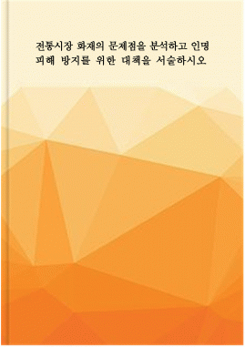 전통시장 화재의 문제점을 분석하고 인명 피해 방지를 위한 대책을 서술하시오-1페이지
