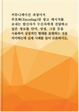 커뮤니케이선 과정이서 부호화(Encoding)란 광고 메시지를 보내는 발신자가 수신자에게 전달하고 싶은 정보를 단어, 상징, 그림 등을 사용하여 상징적인 형태를 표현하는 것을 의미하는데 실제 사례를 들어 토론하시오.-1페이지