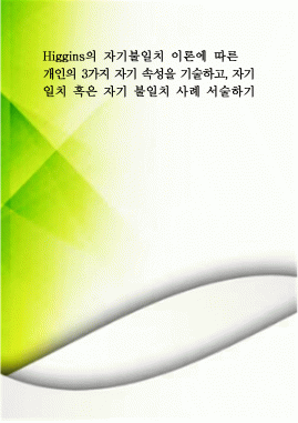 Higgins의 자기불일치 이론에 따른 개인의 3가지 자기 속성을 기술하고, 자기 일치 혹은 자기 불일치 사례 서술하기-1페이지