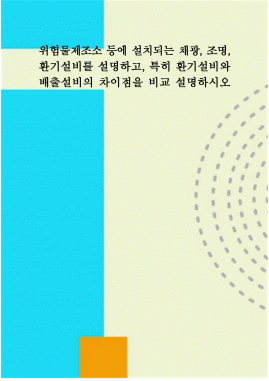 위험물제조소 등에 설치되는 채광, 조명, 환기설비를 설명하고, 특히 환기설비와 배출설비의 차이점을 비교 설명하시오-1페이지