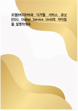 모뎀(MODEM)과 디지털 서비스 유닛(DSU, Digital Service Unit)의 차이점을 설명하세요-1페이지
