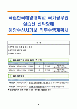 국립한국해양대학교 국가공무원 실습선 선박항해 해양수산서기보 직무수행계획서-1페이지