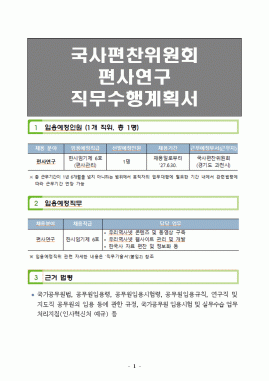 국사편찬위원회 편사연구 직무수행계획서-1페이지
