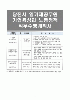 당진시 임기제공무원 기업육성과 노동정책 직무수행계획서-1페이지