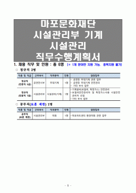 마포문화재단 시설관리부 기계 시설관리 직무수행계획서-1페이지