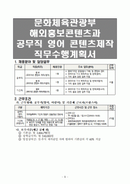 문화체육관광부 해외홍보콘텐츠과 공무직 영어 콘텐츠제작 직무수행계획서-1페이지