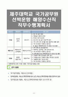 제주대학교 국가공무원 선박운항 해양수산직 직무수행계획서-1페이지